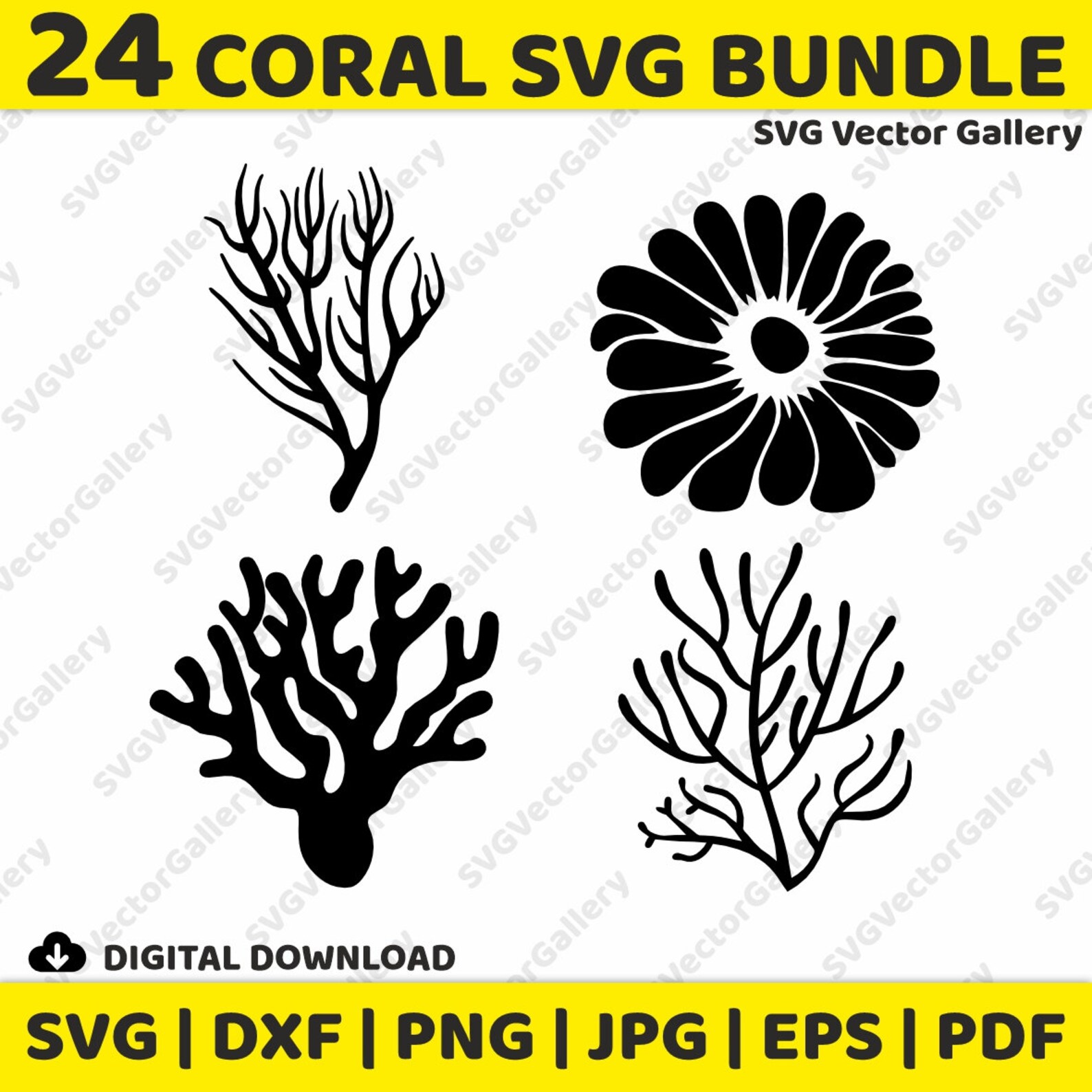 24 Coral SVG Bundle, Clipart, Image, Silhouette, Vector, Svg, Dxf, Png ...