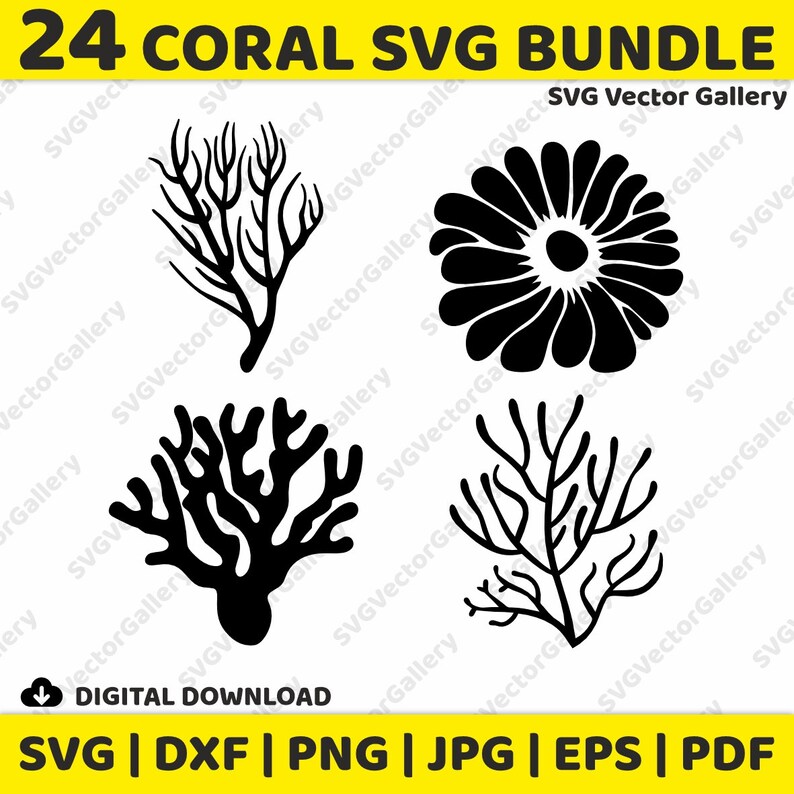 24 Coral SVG Bundle, Clipart, Image, Silhouette, Vector, Svg, Dxf, Png ...