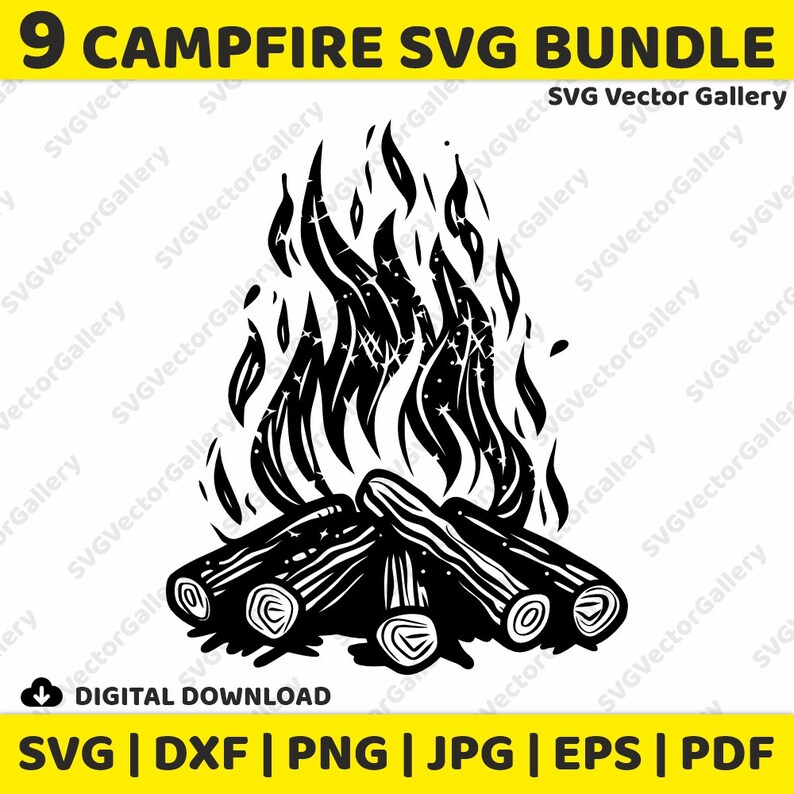 9 Campfire SVG Bundle, Clipart, Image, Silhouette, Vector, Svg, Dxf ...