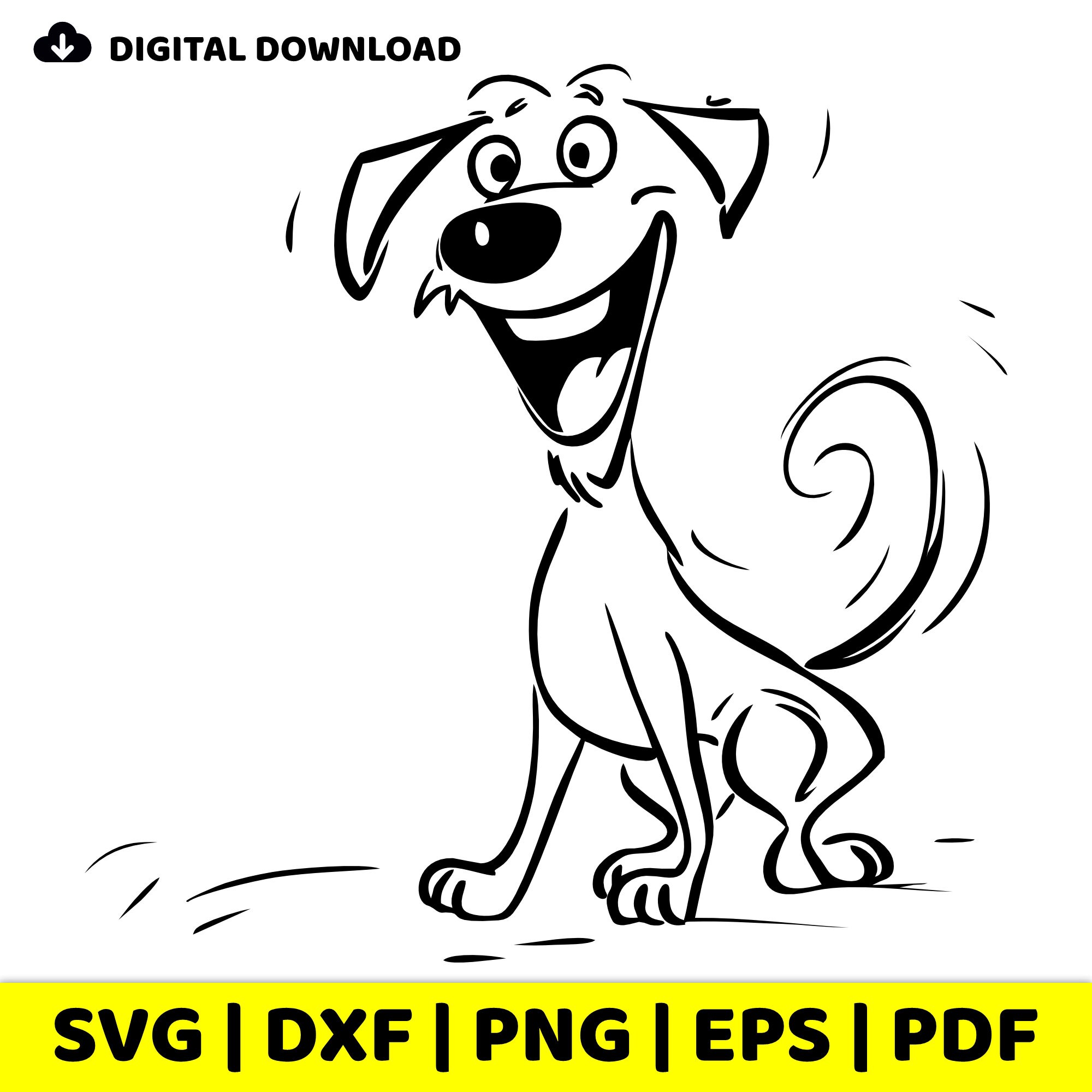 Happy Dog Vector Image, Svg, Dxf, Png, Eps, Pdf - Etsy