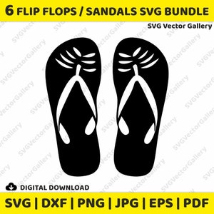 6 Flip Flops / Sandals SVG Bundle, Clipart, Image, Silhouette, Vector ...