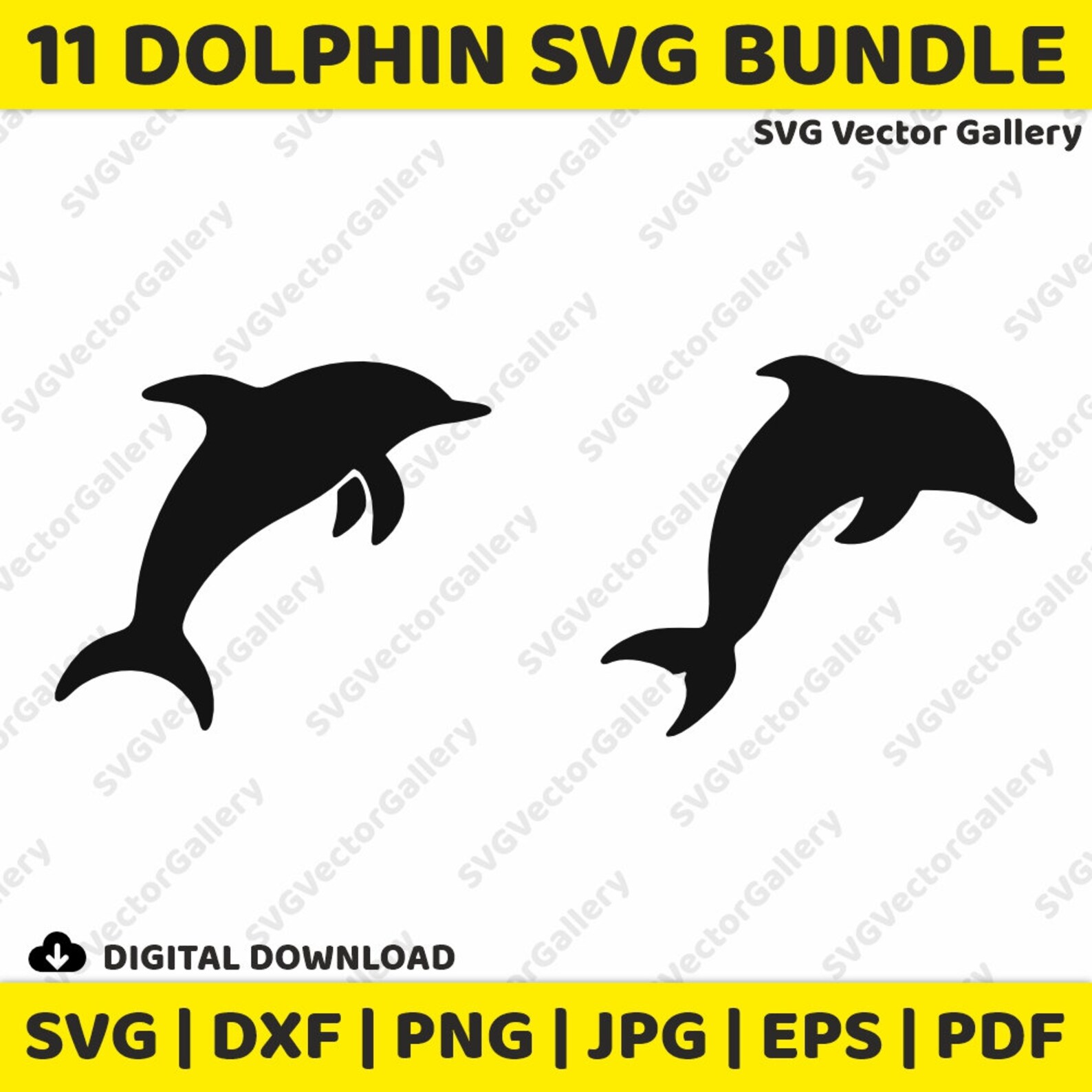 11 Dolphin SVG Bundle, Clipart, Image, Silhouette, Vector, Svg, Dxf ...
