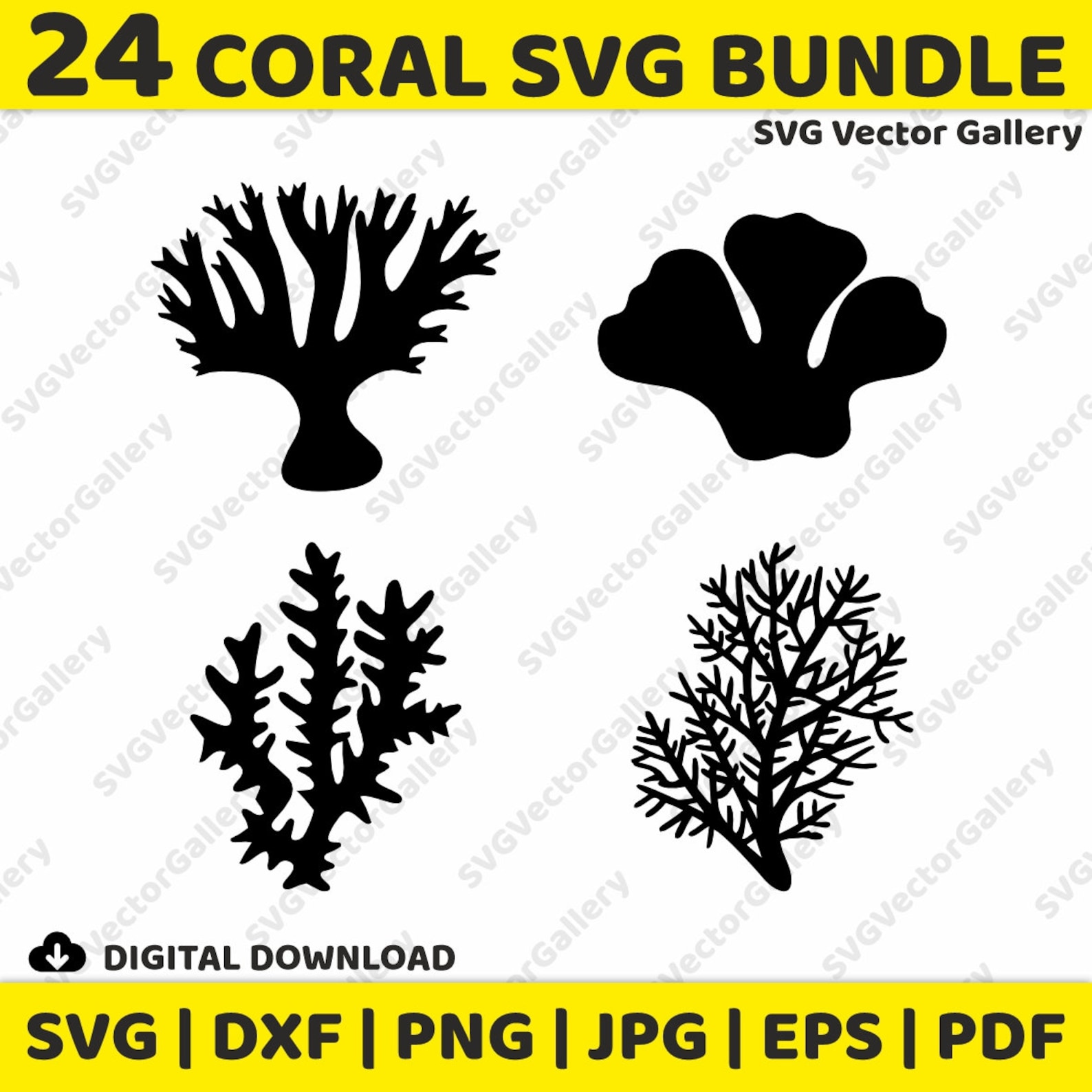 24 Coral SVG Bundle, Clipart, Image, Silhouette, Vector, Svg, Dxf, Png ...