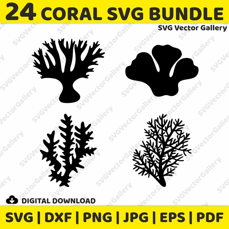 24 Coral SVG Bundle, Clipart, Image, Silhouette, Vector, Svg, Dxf, Png ...