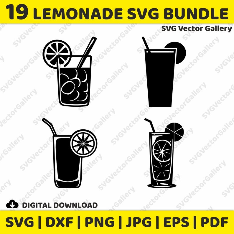 19 Lemonade SVG Bundle, Clipart, Image, Silhouette, Vector, Svg, Dxf ...