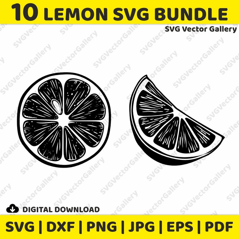10 Lemon SVG Bundle, Clipart, Image, Silhouette, Vector, Svg, Dxf, Png ...
