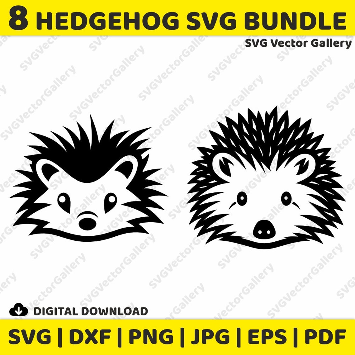 8 Hedgehog SVG Bundle, Clipart, Image, Silhouette, Vector, Svg, Dxf ...