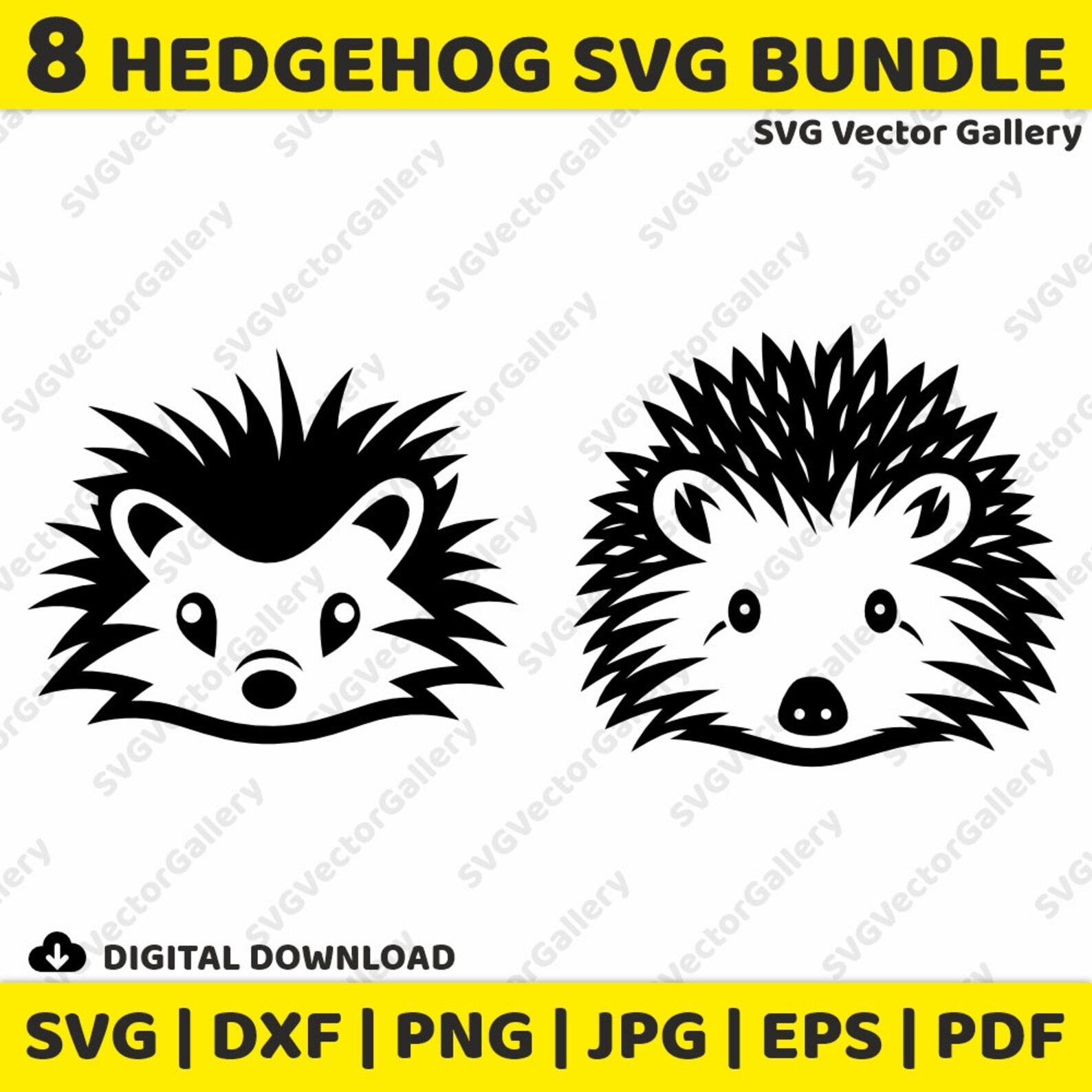 8 Hedgehog SVG Bundle, Clipart, Image, Silhouette, Vector, Svg, Dxf ...