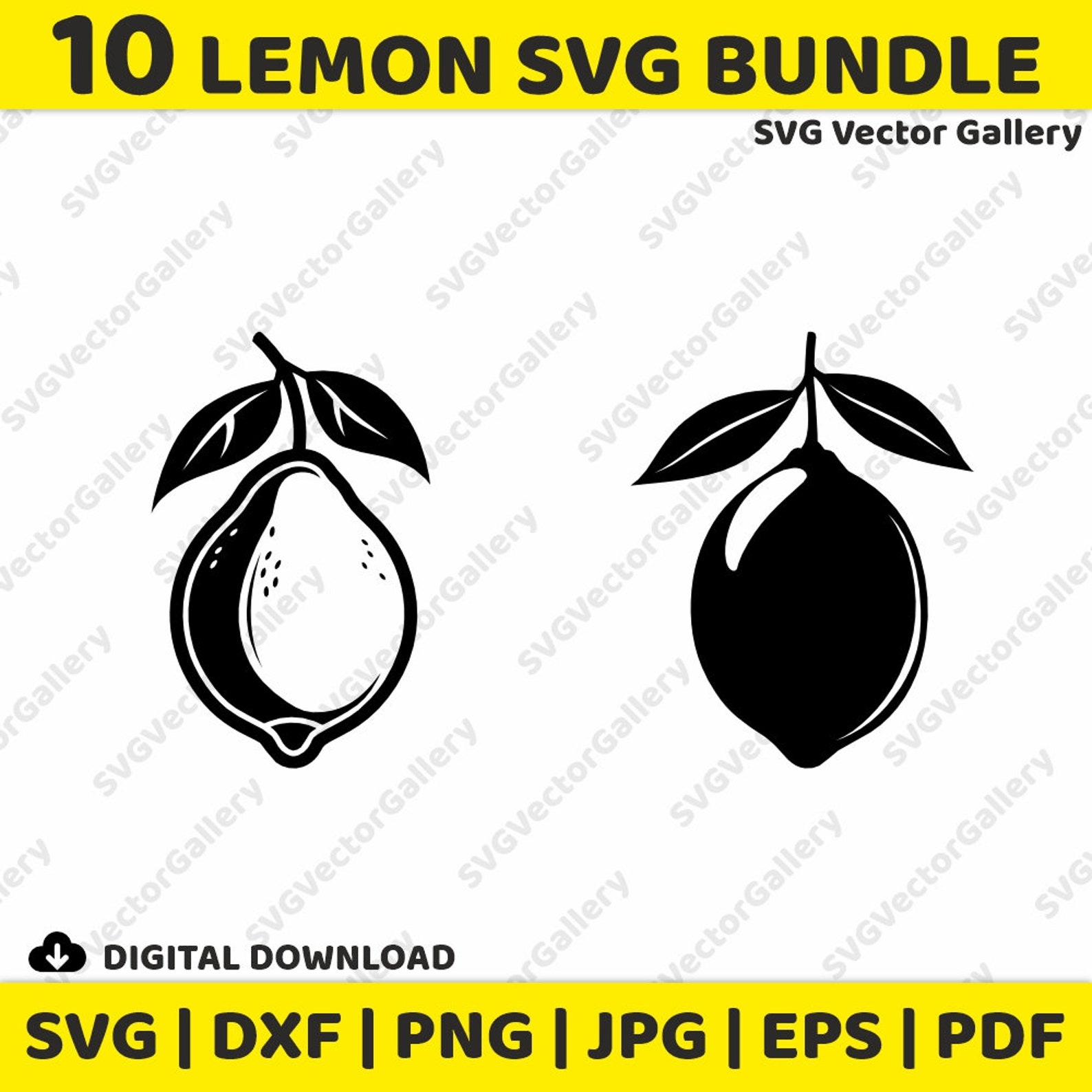 10 Lemon SVG Bundle, Clipart, Image, Silhouette, Vector, Svg, Dxf, Png ...