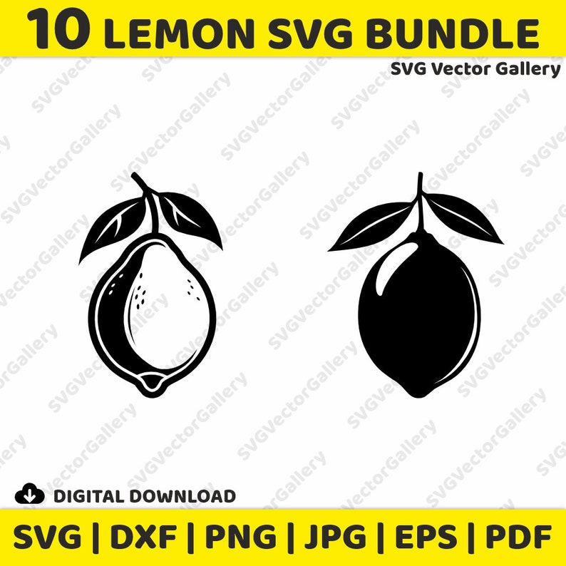 10 Lemon SVG Bundle, Clipart, Image, Silhouette, Vector, Svg, Dxf, Png ...