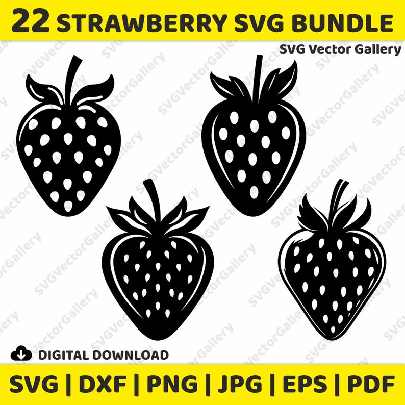 22 Strawberry SVG Bundle, Clipart, Image, Silhouette, Vector, Svg, Dxf ...