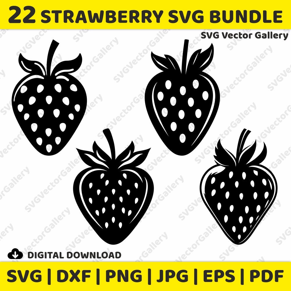 22 Strawberry SVG Bundle, Clipart, Image, Silhouette, Vector, Svg, Dxf ...