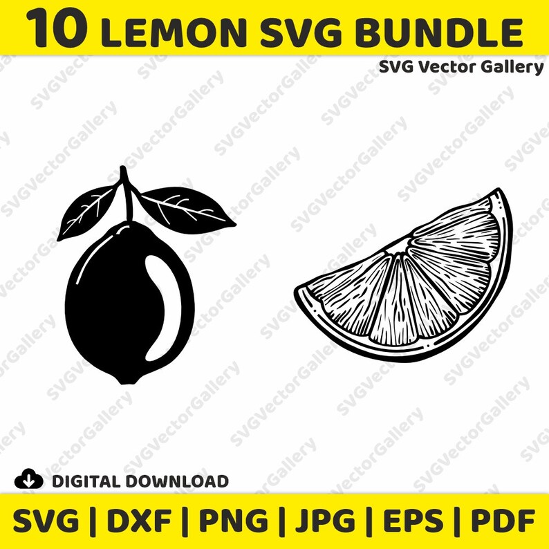 10 Lemon SVG Bundle, Clipart, Image, Silhouette, Vector, Svg, Dxf, Png ...