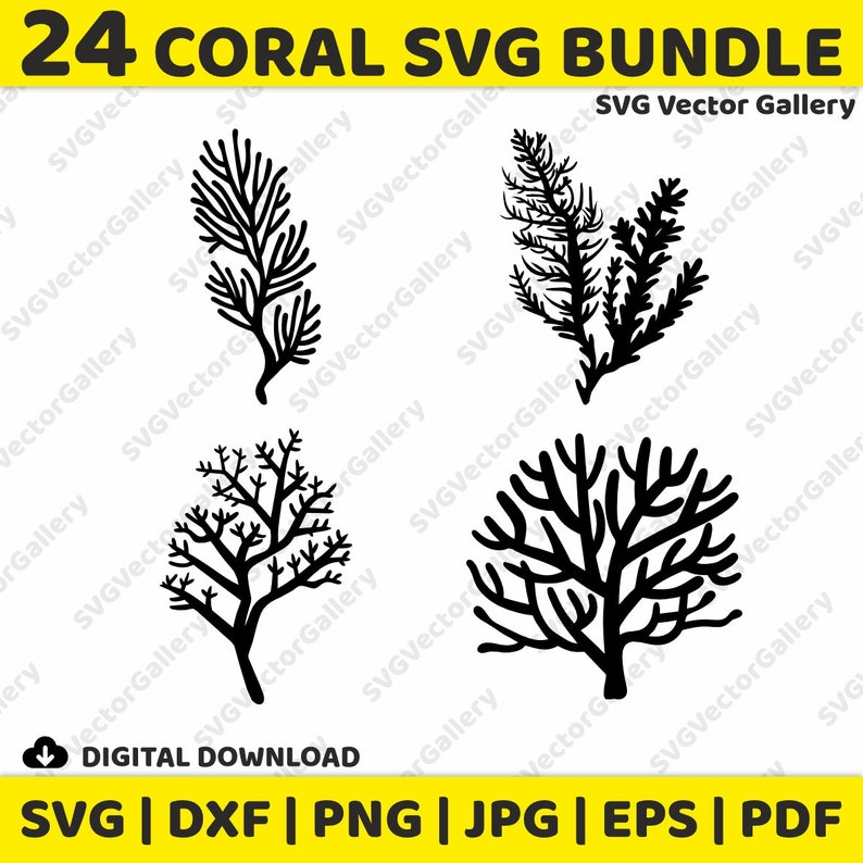 24 Coral SVG Bundle, Clipart, Image, Silhouette, Vector, Svg, Dxf, Png ...