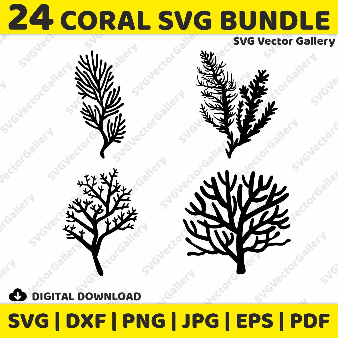 24 Coral SVG Bundle, Clipart, Image, Silhouette, Vector, Svg, Dxf, Png ...