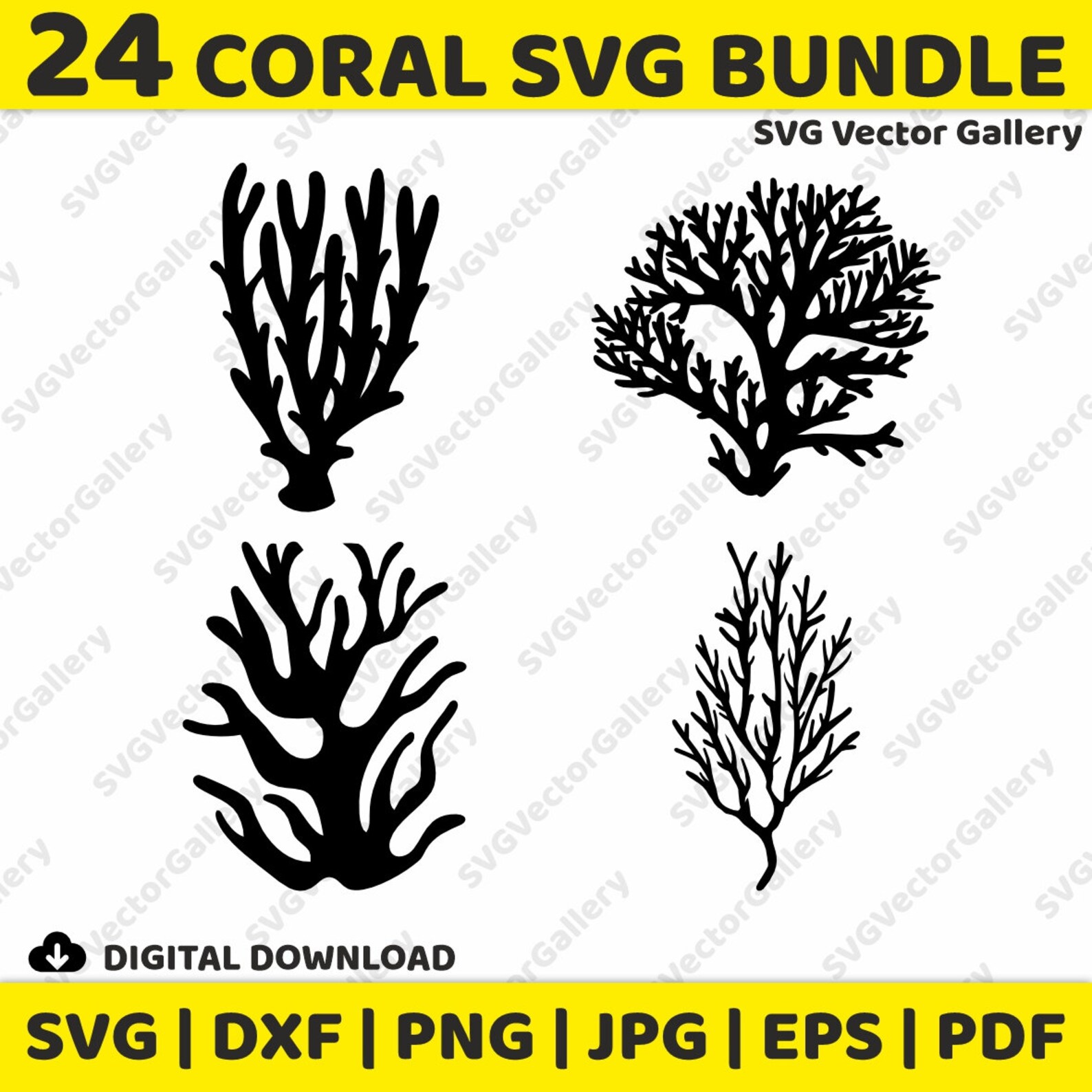 24 Coral SVG Bundle, Clipart, Image, Silhouette, Vector, Svg, Dxf, Png ...