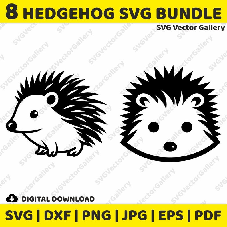 8 Hedgehog SVG Bundle, Clipart, Image, Silhouette, Vector, Svg, Dxf ...