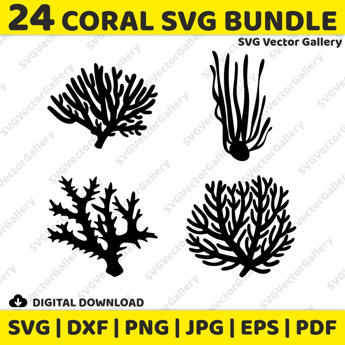 24 Coral SVG Bundle, Clipart, Image, Silhouette, Vector, Svg, Dxf, Png ...