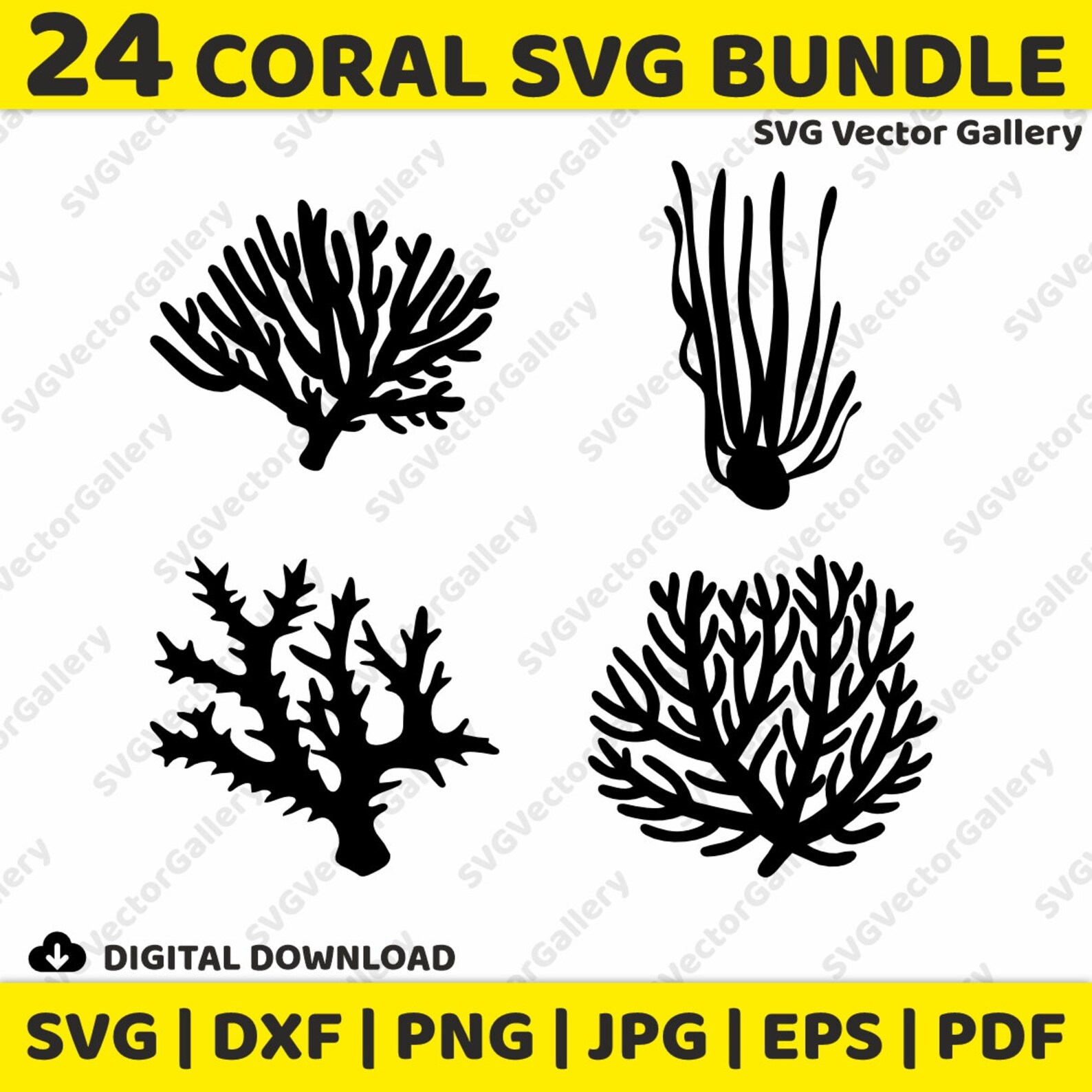 24 Coral SVG Bundle, Clipart, Image, Silhouette, Vector, Svg, Dxf, Png ...