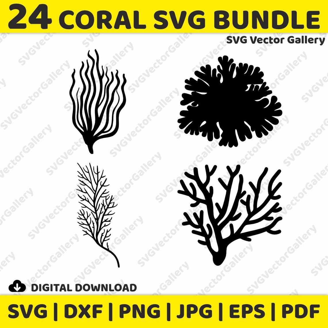 24 Coral SVG Bundle, Clipart, Image, Silhouette, Vector, Svg, Dxf, Png ...