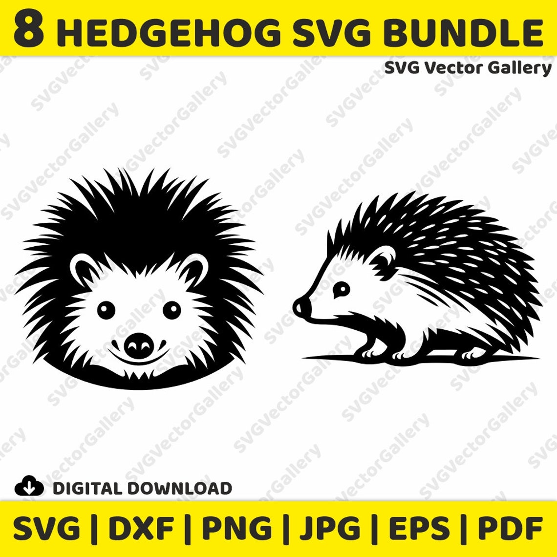 8 Hedgehog SVG Bundle, Clipart, Image, Silhouette, Vector, Svg, Dxf ...