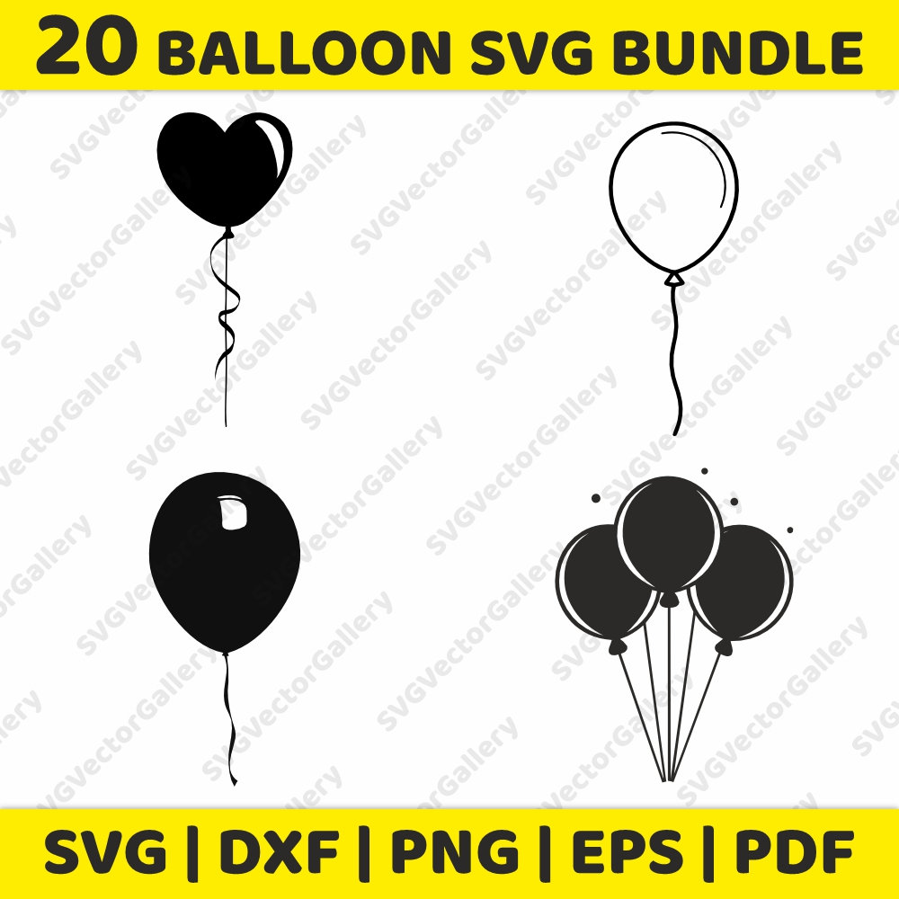 20 Balloon SVG Bundle, Clipart, Image, Silhouette, Vector, Svg, Dxf ...