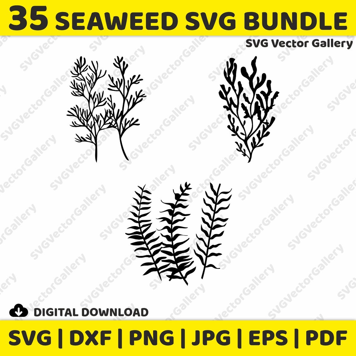 35 Seaweed Leaf SVG Bundle, Clipart, Image, Silhouette, Vector, Svg ...