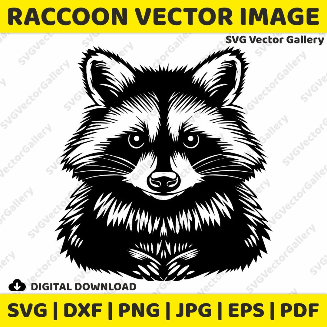 Raccoon Vector Image, Svg, Dxf, Png, Eps, Jpg, Pdf - Etsy