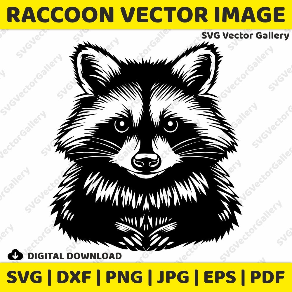 Raccoon Vector Image, Svg, Dxf, Png, Eps, Jpg, Pdf - Etsy
