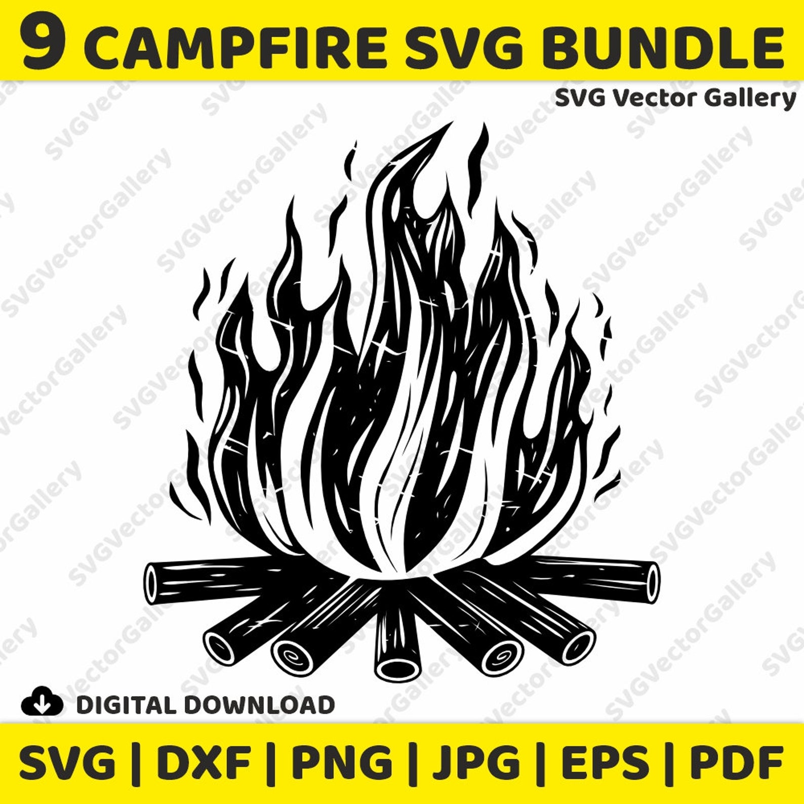 9 Campfire SVG Bundle, Clipart, Image, Silhouette, Vector, Svg, Dxf ...