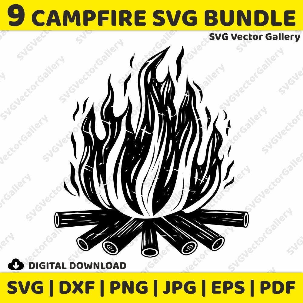 9 Campfire SVG Bundle, Clipart, Image, Silhouette, Vector, Svg, Dxf, Png, Jpg, Eps, Pdf - Etsy