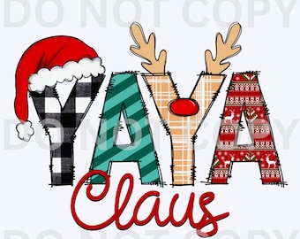 Yaya Claus Png Christmas Yaya Png Yaya Claus With Buffalo Plaid Design ...