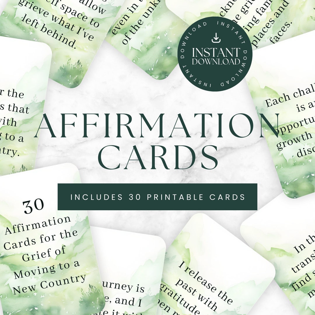 Grief Affirmation Cards for a Move to a New Country: Grief Gift ...