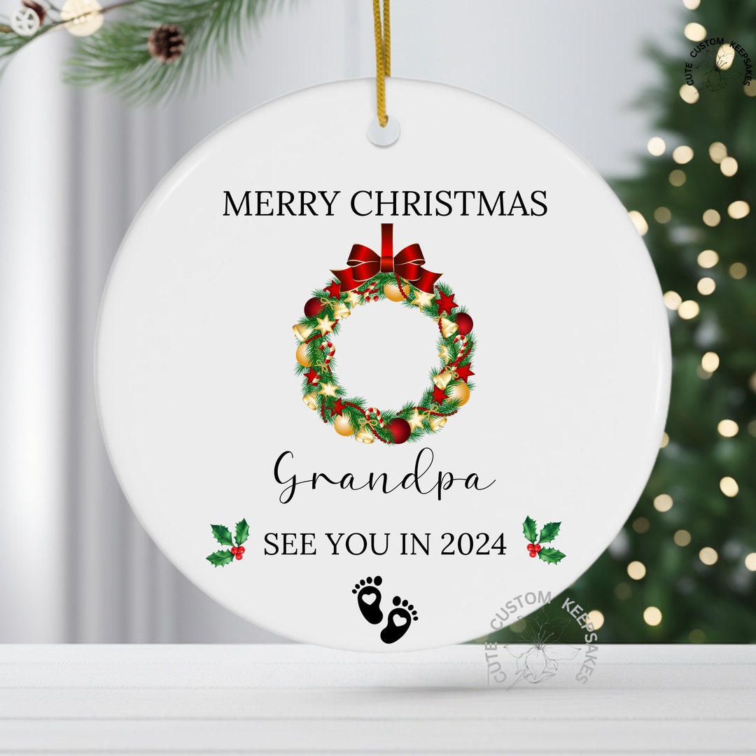 New Grandpa Ornament 2024 Soon to Be Grandpa Gift Baby Announcement ...