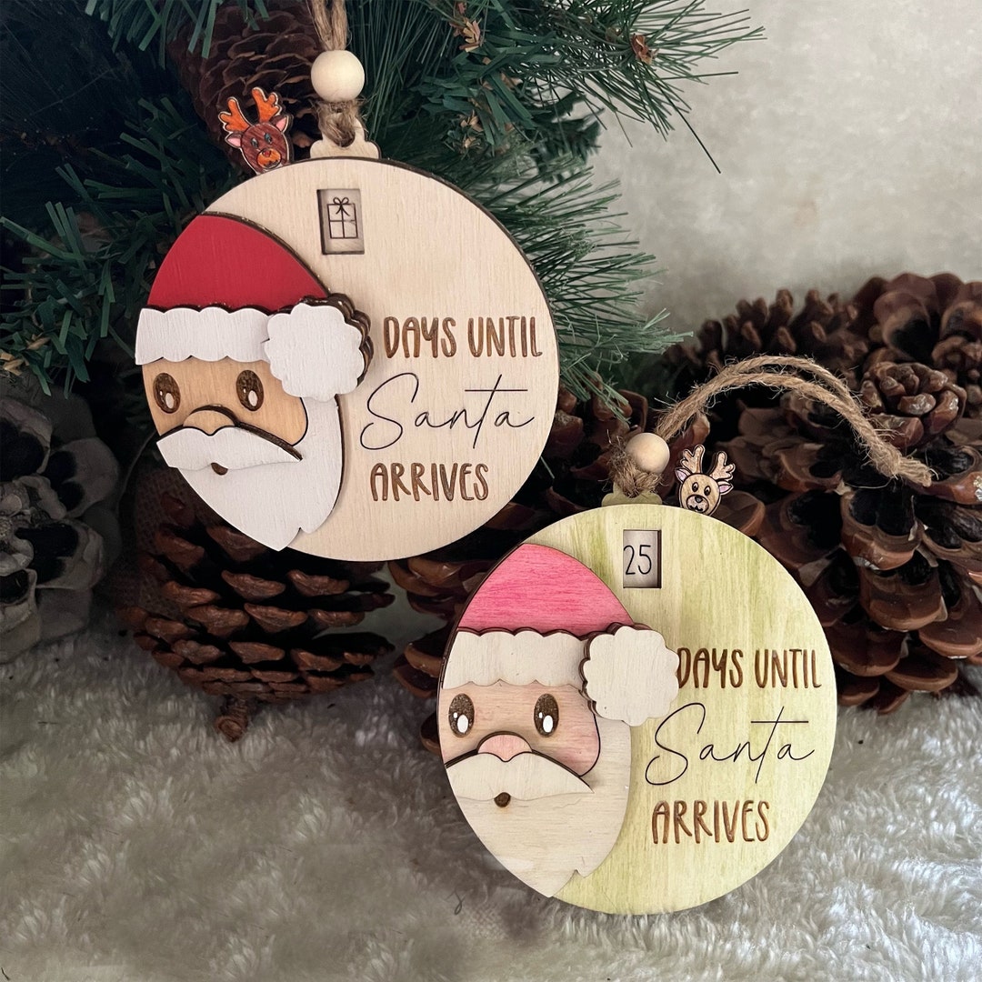 3D Santa Countdown to Christmas Sliding Ornament ONM03 - Etsy