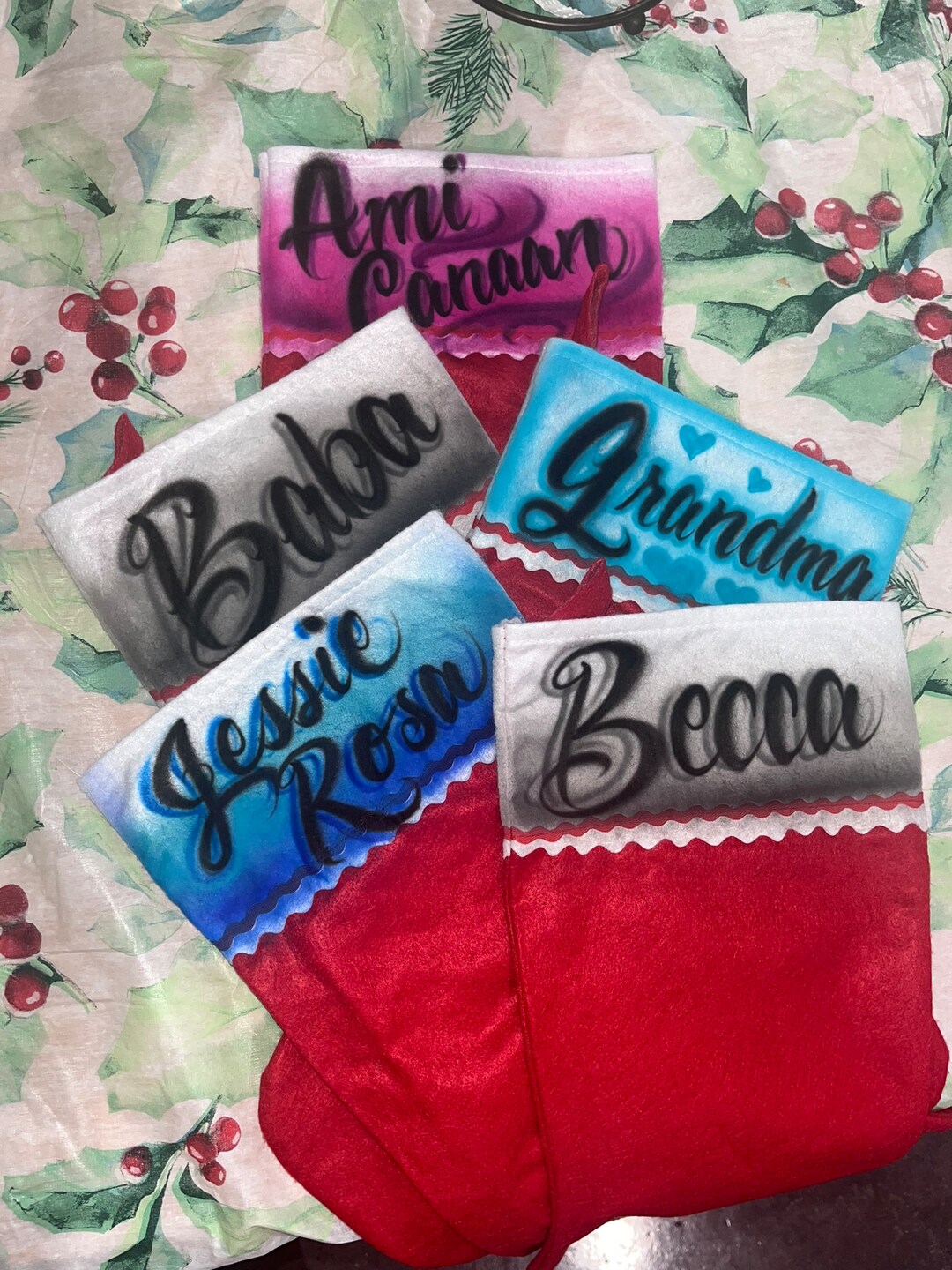 Custom Airbrush Names Designs on Christmas Stocking Name Only - Etsy