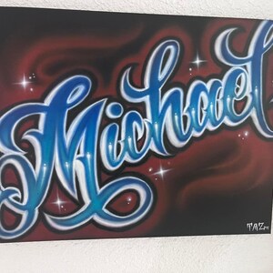 Airbrush Canvas Script Name Design - Etsy