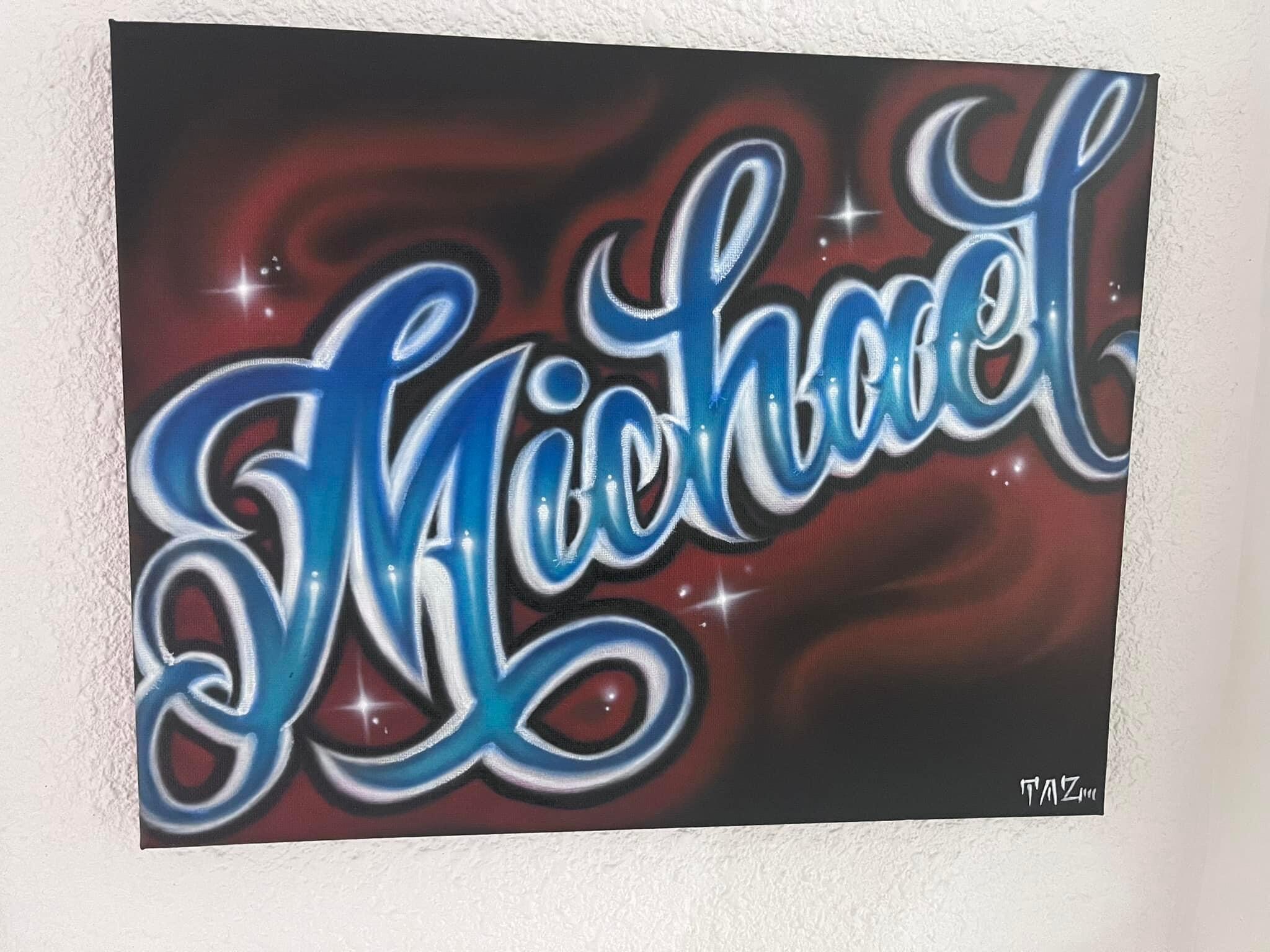 Airbrush Canvas Script Name Design - Etsy
