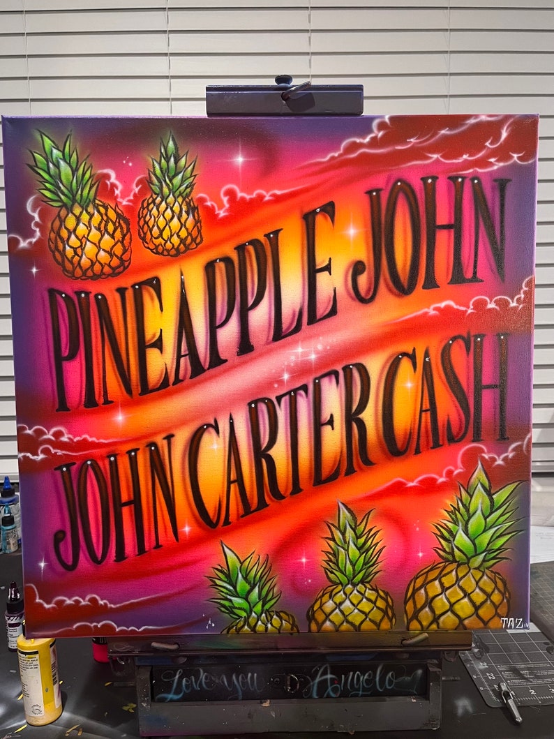 Airbrush Canvas Script Name Design - Etsy