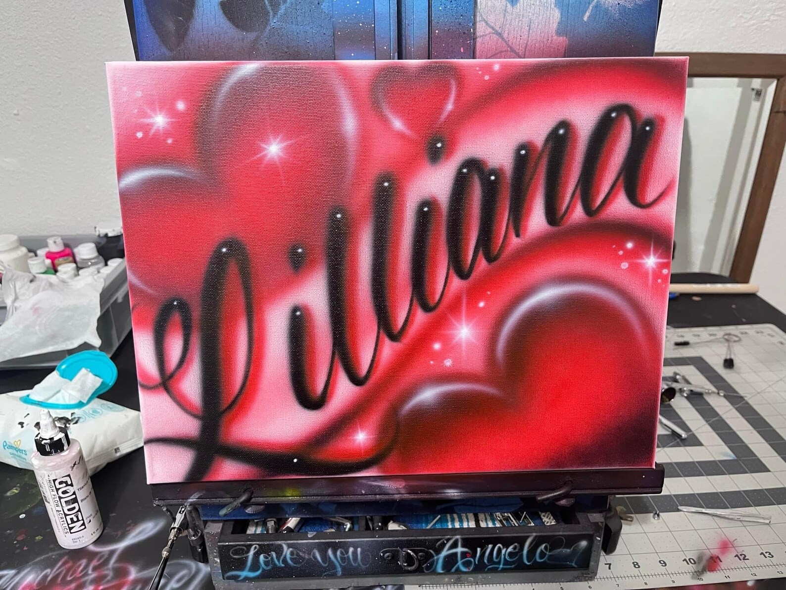 Airbrush Canvas Script Name Design - Etsy