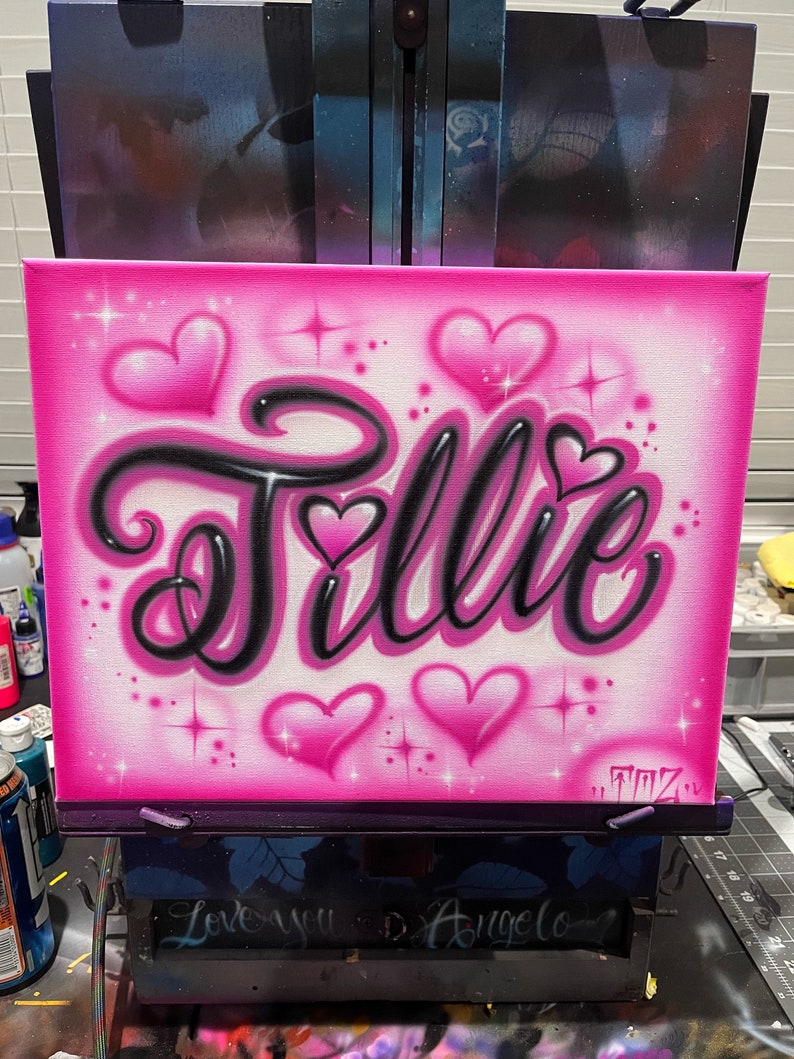 Airbrush Canvas Script Name Design - Etsy