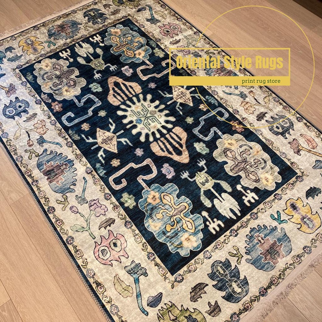 Black Oushak Rug,turkish Vintage Floral Pastel Oversized Area Rugs for ...