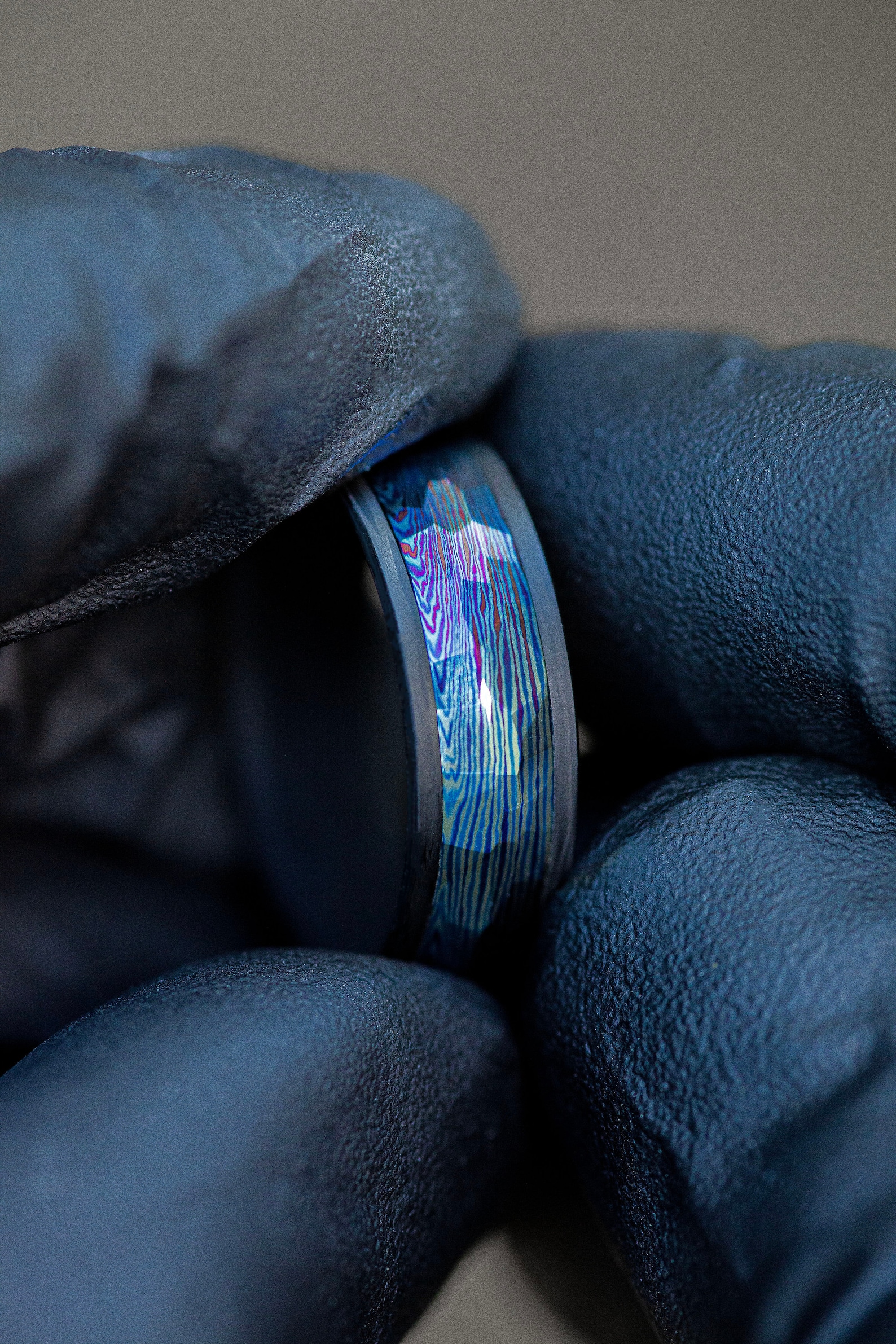 Carbon Fiber Mens Ring With Titanium Damascus ( Timascus ) Faceted ...