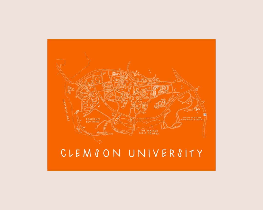 Clemson University Map Print - Etsy