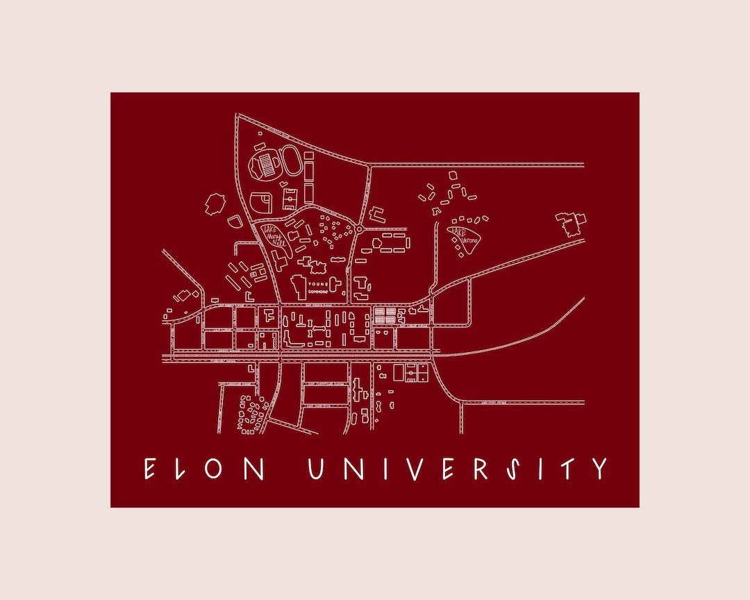 Elon University Map Art Print – Minimalist Campus Wall Decor - Etsy