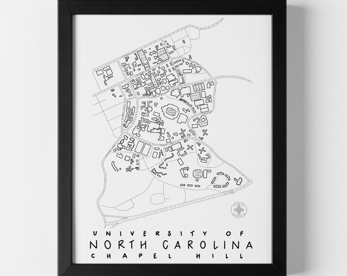 UNC Chapel Hill Minimalist Map Print - Tar Heels Wall Art Decor ...