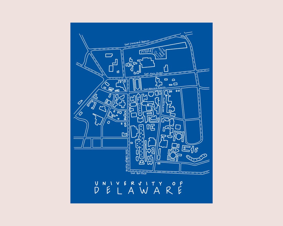 University of Delaware Map Art Print - Etsy