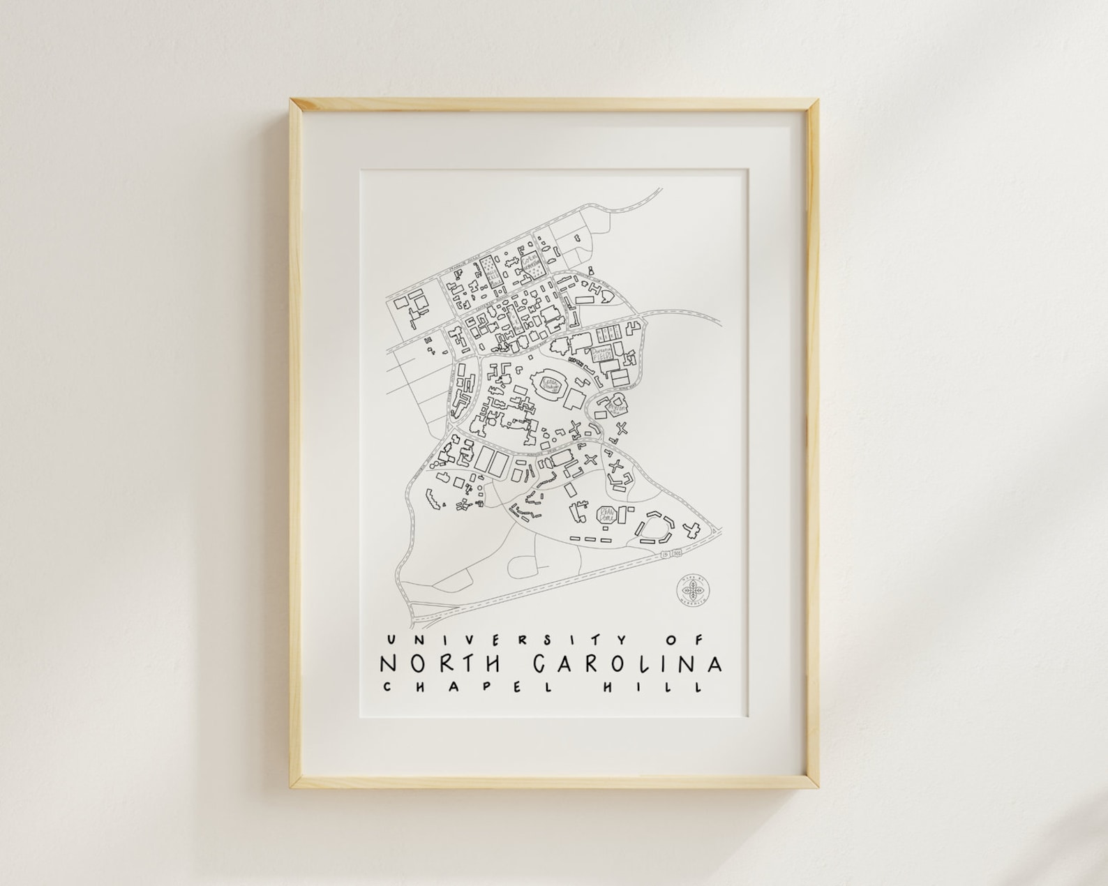 UNC Chapel Hill Minimalist Map Print - Tar Heels Wall Art Decor ...