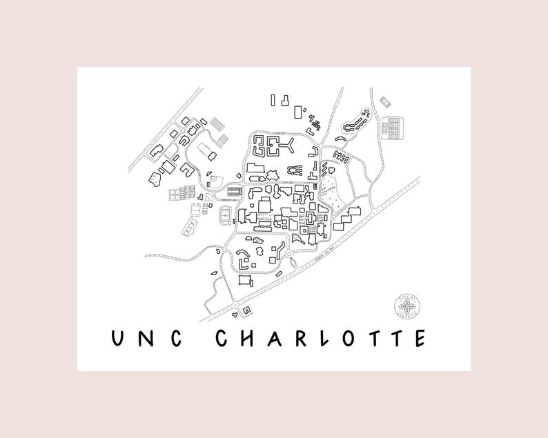 UNC Charlotte Map Art Print - Etsy