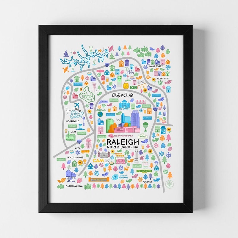 Raleigh North Carolina on Map - Etsy